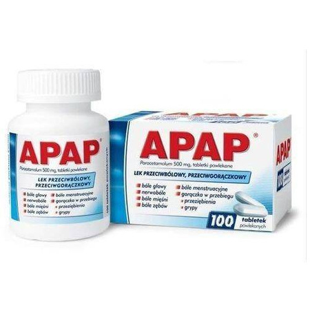 Apap 500 mg x 100 tabl. | Ból \ Ból głowy i migrena Ból \ Ból ucha Ból ...